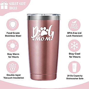 Golden Associate Dog Mom Gifts for Women, Puppy Themed Tumbler 20 oz Coffee Mug Cup and Funny Socks Set for Dog Mother Lovers Owners for Christmas (Rose gold)