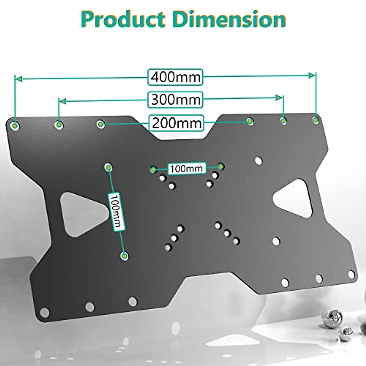 WALI VESA Adapter Plate for TV Mount, 400x200 Universal VESA Mount, Convert 75x75, 100x100mm up to 400x200mm VESA Patterns (ADP402), Black