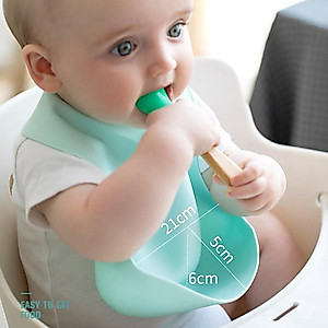 Mubunny Silicone Baby Bib for Babies & Toddlers Waterproof Bibs Soft with Food Catcher Pocket Boys Girls(Dusty Blue/Green/Mango), One Size