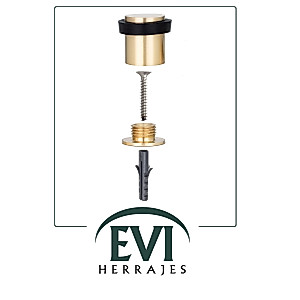 EVI | Doorstop | 0.8'' X 0.98'' | Threaded Base | Black Natural Silicone Rubber | Matte Finished Brass | Includes Screw + Fastening Plug | Pack 2X Model I-180-MT