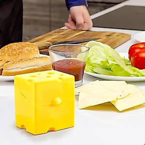 IMIKEYA Sliced Cheese Storage Container, Cute Butter Block Fridge Refrigerator Bacon Container Cheese Keeper Slice Holder Airtight Cheese Box with Flip Lid for Kitchen