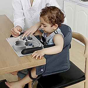 Hook On Chair with Tray, Fold-Flat Storage and Tight Fixing Clip on High Chair for Babies and Toddlers, Portable High Chair Booster Seat for Home Dining Table and Travel (Blue)