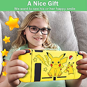 Xcitifun Designed for Nintendo Switch Case Switch Joy-Con TPU Cases for Girls Boys Kids Cute Kawaii Cartoon Character Protective Shell Compatible with Nintendo Switch Controller Cover - Yellow Mouse