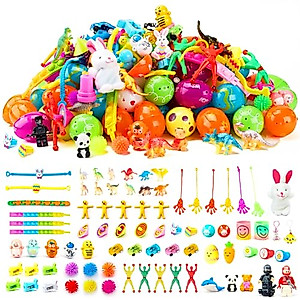 Minetom 80 Pcs Colorful Plastic Prefilled Easter Eggs with Toys inside Includes Dinosaur Toys,Finger Puppets, Pullback Car Toys, Easter Themed Rings,Easter Egg Hunt Supplies Party Favor Gifts for kids