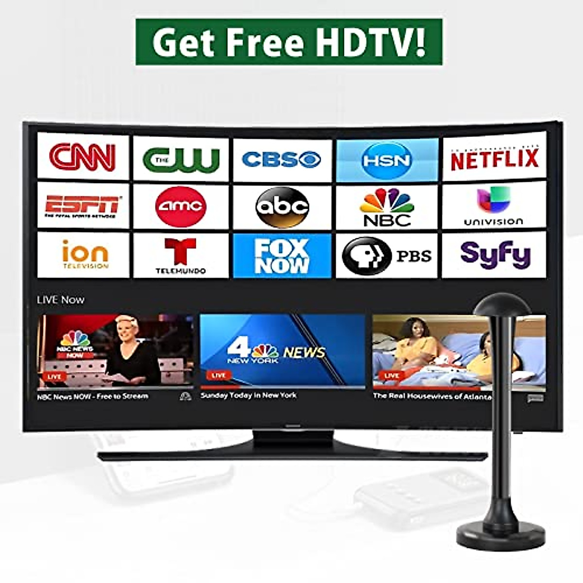 TV Antenna for Smart TV Powerful Best Amplifier Signal Booster up Support 4K 1080p Full HD Smart and Older Tvs 360° Signal Reception with 16.5ft Coaxial Cable