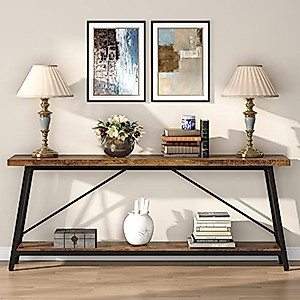 Tribesigns 70.9 Inches Extra Long Sofa Table Behind Couch, Industrial Entry Console Table for Hallway, Entryway & Living Room, Dark Brown
