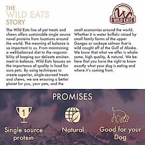 Wild Eats Water Buffalo Horn Dog Chews (All Natural, Single Source Protein, Grain Free Dog Treat, Dog Chews for Power Chewers) 2 Pack Small