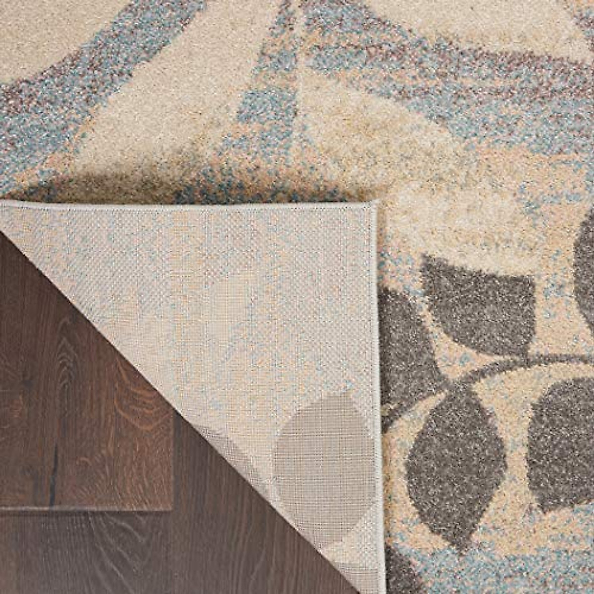 Nourison Tranquil Floral Ivory/Light Blue 4' x 6' Area -Rug, Easy -Cleaning, Non Shedding, Bed Room, Living Room, Dining Room, Kitchen (4x6)