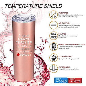 Dance Teacher Appreciation Gift for Women, Vacuum Travel Mug Dancing Gift for Teacher and Instructor, 20 oz Stainless Steel Travel Water Tumbler with Straw and Cleaning Brush