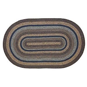 IHF Home Decor | Denim Premium Braided Collection | Primitive, Rustic, Country, Farmhouse Style | Jute/Cotton | 30 Days Risk Free | Accent Rug/Door Mat | Blue, Beige | 27"x48" Oval