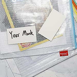 Kinhshion Zipper Pouch Set of 12 PVC Zipper Bags with Name Card Clear Zipper Pouch A4 Plastic Organizer Bag Zipper Folder Bag Cosmetic Bags Travel Storage Bags 4 Colours