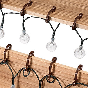 Marsui Christmas Light Clips Outdoor Gutter Hooks Plastic Seasonal Weatherproof Clips Holiday Fence Hooks for Christmas Roof Tree Outside Hanging String Lights(Coffee,40 Pieces)