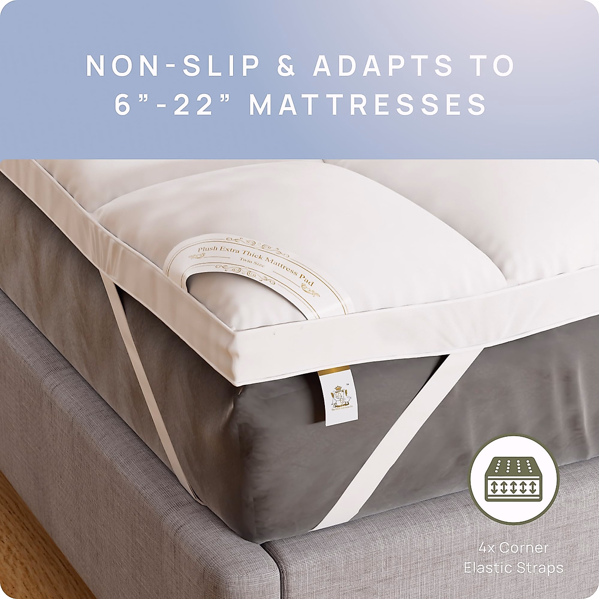 RV Short Queen Mattress Topper - Soft & Extra Thick Pillow Top for Camper Mattress Pad & Protector | Bed Topper for RV Camper Bed, Pop Up and Trailer