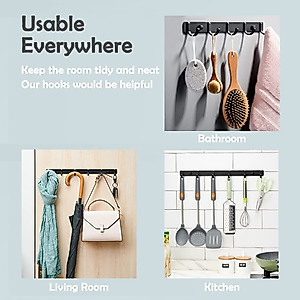 14 Inch Black Matte Bathroom Towel Hooks Mount Stainless Steel Heavy Duty Shower Wall Coat Rack Hooks Decorative Bath Hooks for Hangin,Hats Hook Kitchen Towel Wall Hook Rack for Hanging-5 Hooks