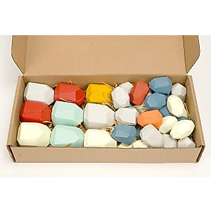 moderngenic Wooden Balancing Stacking Stones, 36pcs Wood Rocks, Building Blocks Set, Sorting and Stacking Games, Lightweight Natural Colorful Toys, Preschool Learning Educational Puzzle Toy