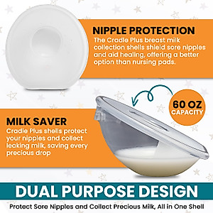 Breast Milk Catcher for Breastfeeding - Pack of 4 I Breast Shells Milk Collector for Breastmilk with Vent Plugs to Prevent Leaks I Breastfeeding Essentials