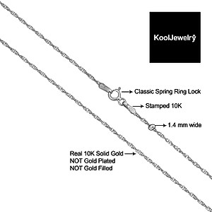 Kooljewelry 10k White Gold 1.4mm Singapore Chain Necklace (20 inch)