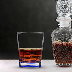 DISCOUNT PROMOS 10 Verona Whiskey Glasses Set, 11 oz. - Durable, Thick Base, Color Bottom, Barware - Blue