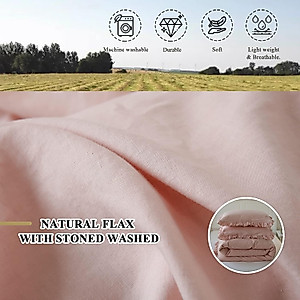 The Bed Linen, Linen Duvet Cover in Blush Pink, Ruffle Linen Comforter Cover, Queen King Linen Bedding Set Ruffled Bedding Set Washed Linen Fabric Duvet Cover Set Uo Bedding (Full 80X90)