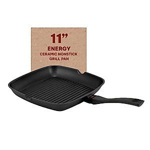 Alva Energy Ceramic Coated Cast Aluminum Grill Pan Non Toxic Indoor Grill Griddle 11" PFAS, PFOA & PFTE Free, Griddle for Cooking Pan Set, Induction Safe, Add to Your Pots and Pans Set Cookware