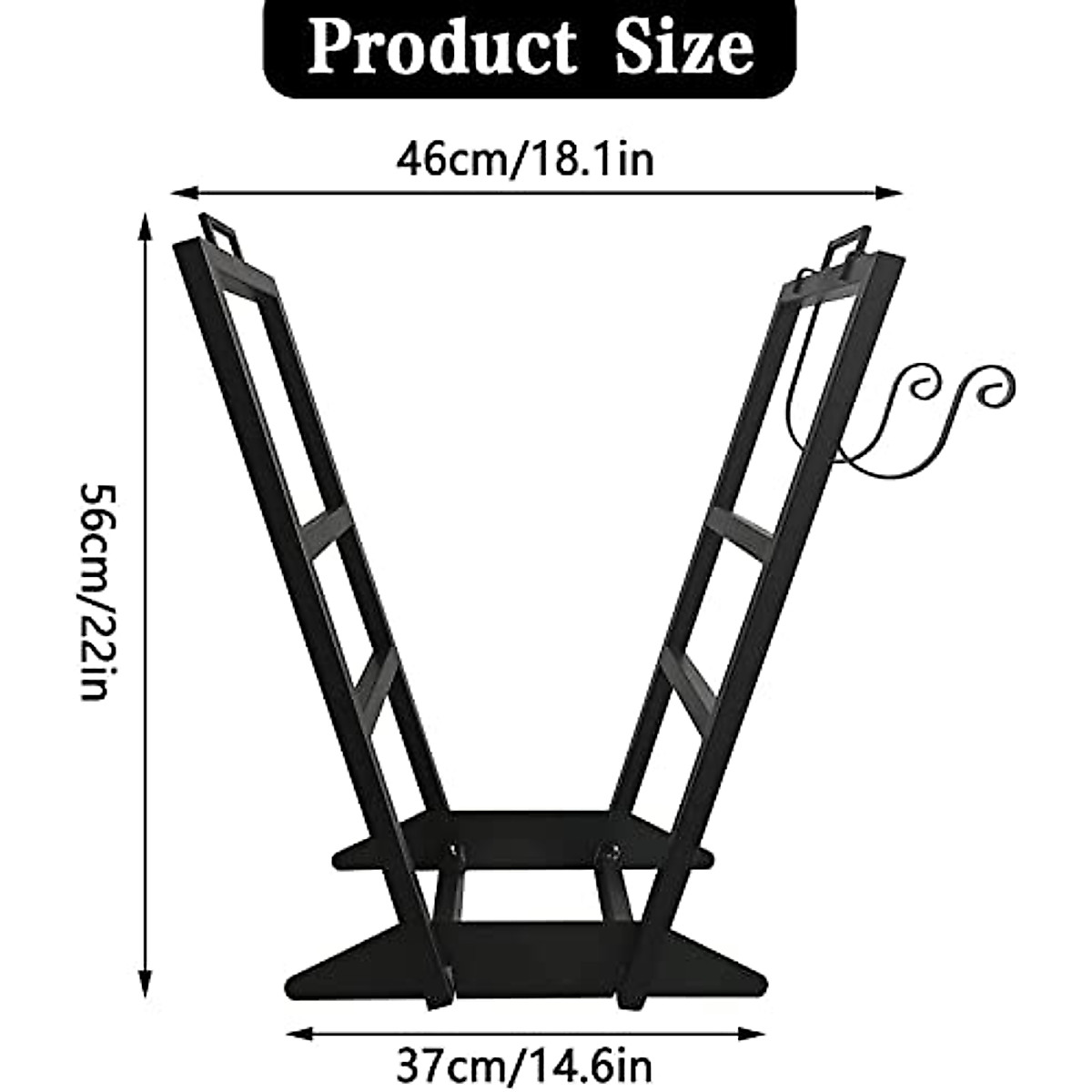 YANGSHUO Firewood Rack Indoor - 23-Inch Fireplace Firewood Holder with Kindling Holder，Heavy Duty Indoor Wood Log Rack