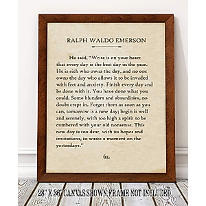 Ralph W Emerson - Write it on Your Heart That Every Day is the Best Day, Classic Home Room Decor, Inspirational Life Quote Wall Art, Book Page Style Gift, Choose Unframed Old Style Poster or Canvas