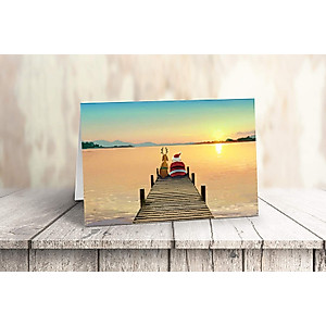 Stonehouse Collection | Dock Sunset Christmas Card | 18 Boxed Holiday Cards and Envelopes | USA Made | Boating, Beach, Nautical