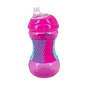 Nuby No Spill Sili Bands 10oz Soft Spout Cup with Textured Easy Grip Silicone Band - Pink