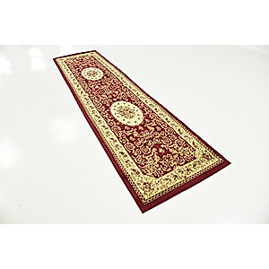 Unique Loom Versailles Collection Traditional Classic Medallion Motif Area Rug (2' 7 x 10' 0 Runner, Burgundy/ Ivory)