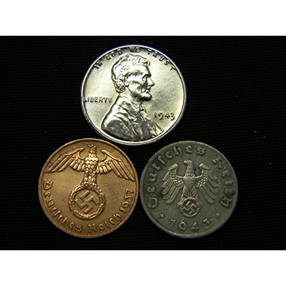 AU 1943 Steel Cent + Nazi Coin WW2 3rd Reich German US Lot