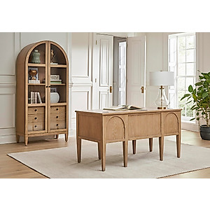 Martin Furniture Modern Wood Arched Display Cabinet/Bookcase, Office Shelving, Storage Cabinet, Fully Assembled, Light Brown