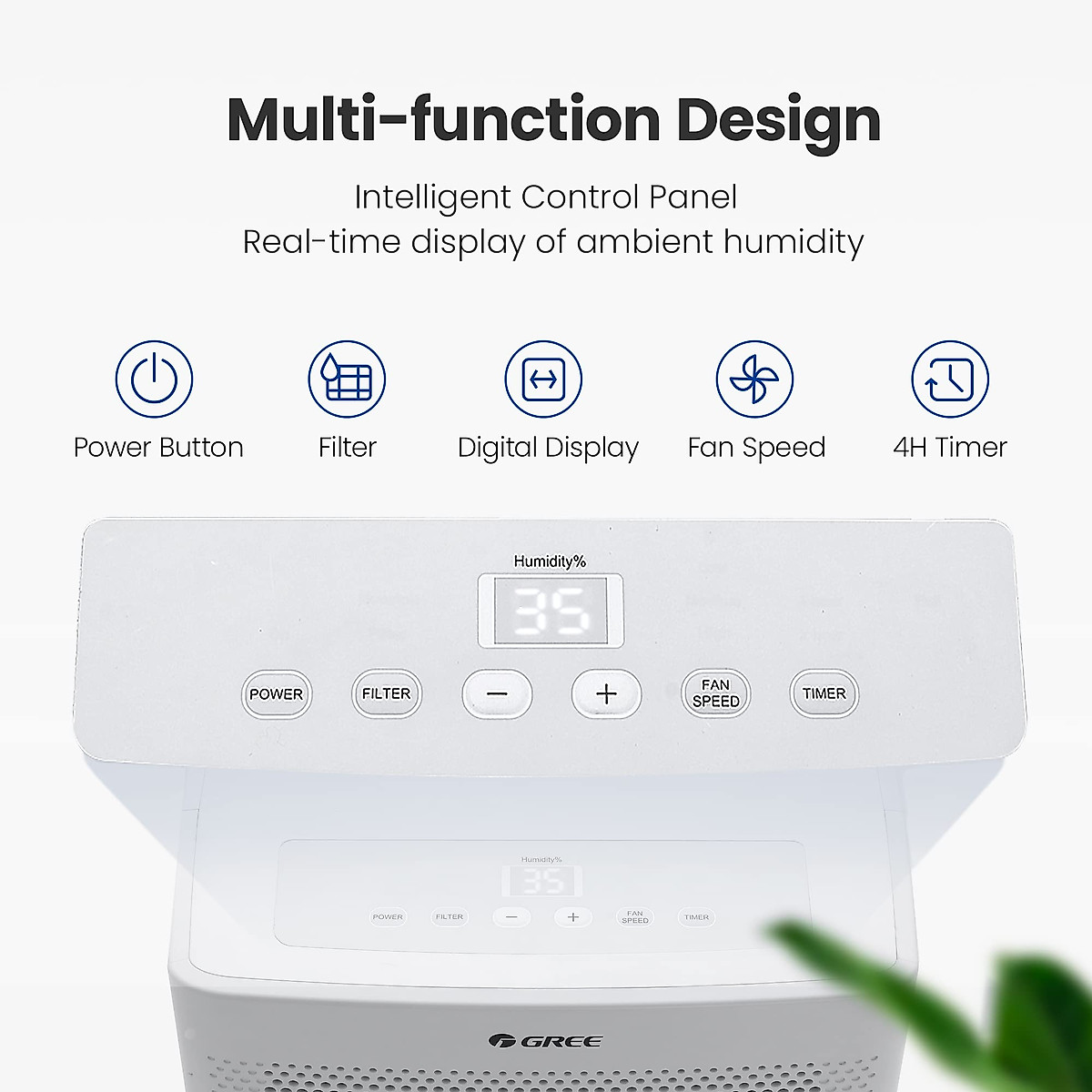 Gree Dehumidifier 50 Pint with Pump for up to 4500 Sq.ft, Energy Star Dehumidifier for Bathroom, Basement, Bedroom. Intelligent Humidity Control, LED Control panel, Quiet Design, Continuous Drainage