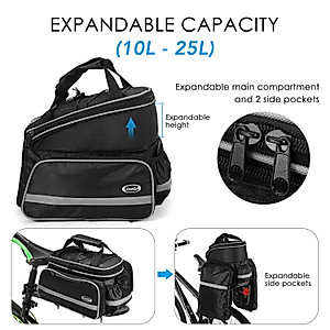 LIXADA Bike Trunk Bag Waterproof Bicycle Rack Rear Carrier Bag 25L Bicycle Commuter Bag Bike Rack Bag Pannier Bag Shoulder Bag with Rain Cover
