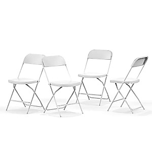 Nazhura Foldable Folding Chairs Plastic Outdoor/Indoor 650LB Weight Limit (White, 4 Pack)
