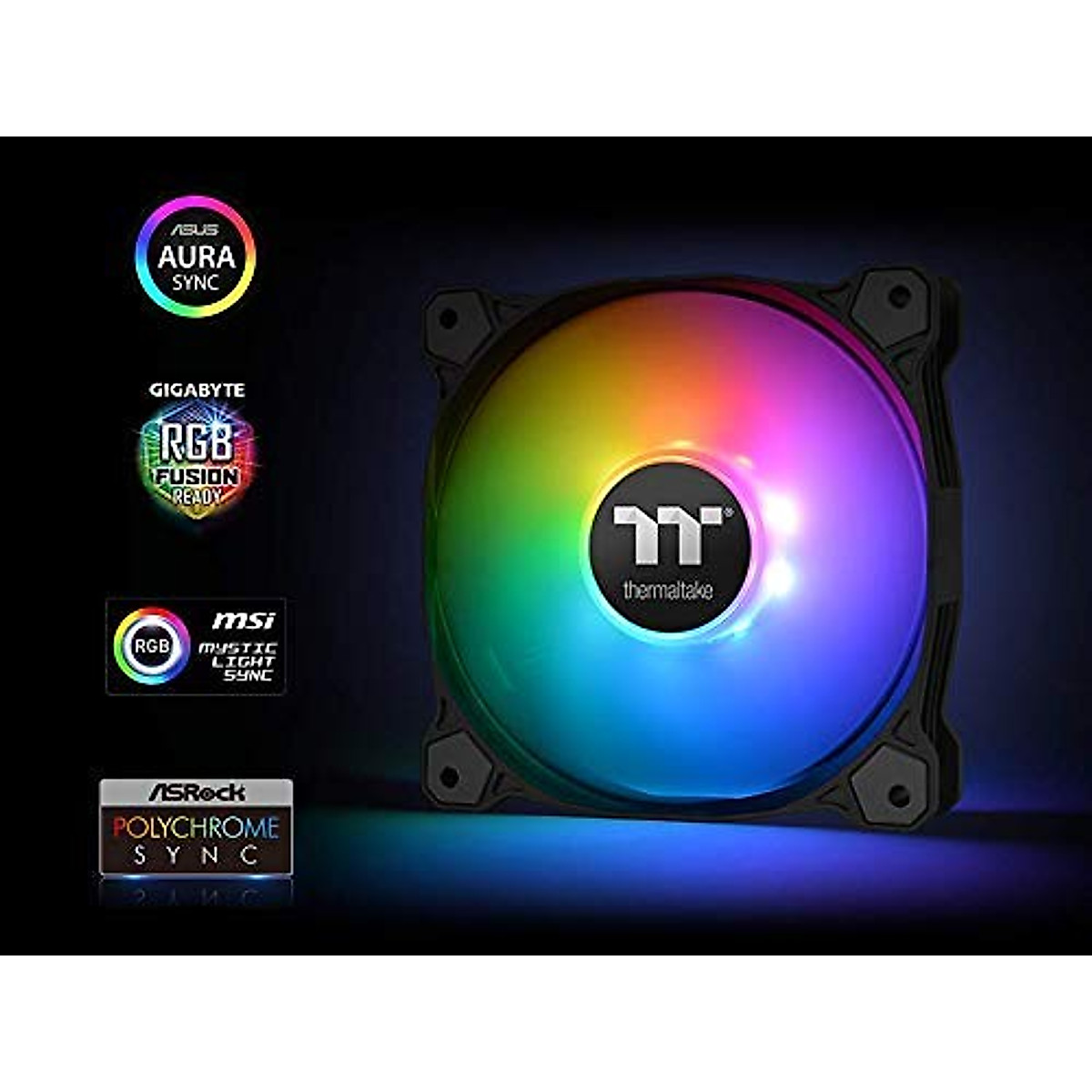 Thermaltake Pure 12 ARGB 5V Motherboard Sync/Analog Controller 16.8 Million Colors 9 Addressable LEDs 120mm Hydraulic Bearing Case/Radiator Fan, 3 Pack CL-F079-PL12SW-A