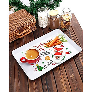Nefelibata Santa Cookie Plate Christmas Serving Tray Plastic Cookies for Santa Platter and Tray Treat Rectangular Plate Christmas Eve Gift for Kids Xmas Holiday Sharing Snack Home Decorations Supplies