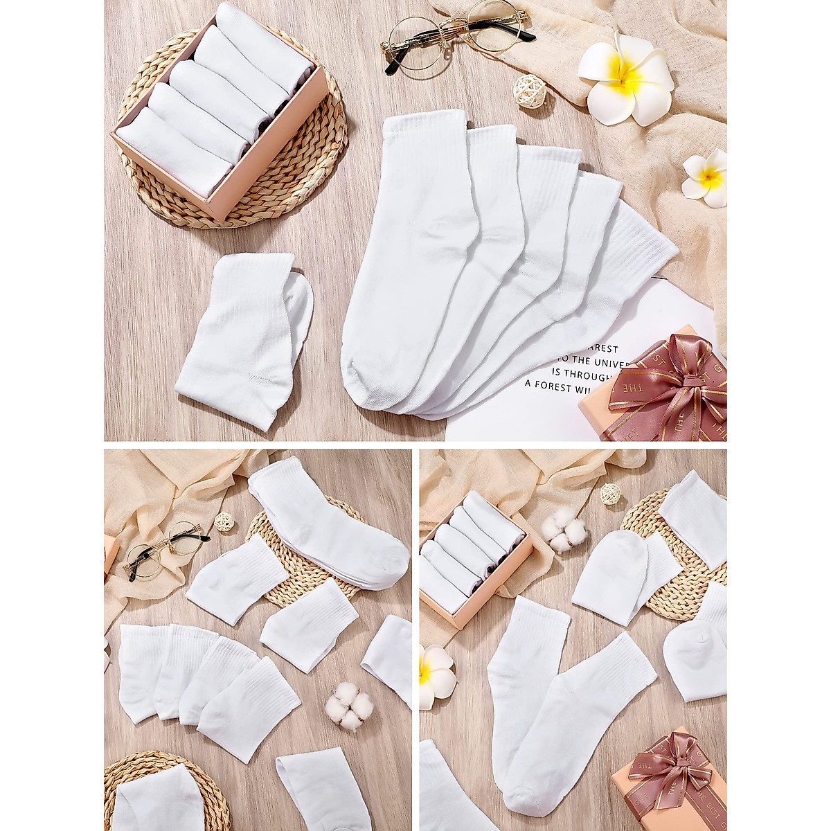 Tarpop 150 Pairs Men Quarter Ankle Socks Bulk Socks Athletic Moisture Wicking Socks Casual Sports Socks Pack (White)