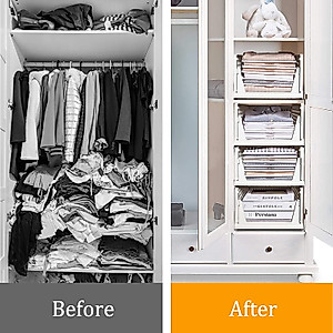 Hotwheel Stackable Plastic Storage Basket, Bins Set of 4, Foldable Closet Bins, Organizers and, natural