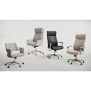 Realspace® Modern Comfort Picali Bouclé Fabric/Vegan Leather Low-Back Task Chair, White Stone/Gray/Brushed Nickel, BIFMA Compliant