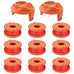 PETOX WA0010 Trimmer Line Spools Replacement for Worx Weed Eater, 0.065 inch Autofeed Trimmer Line String Refills Compatible with Worx Cordless String Trimmers (9 Line Spools+2 Cap)