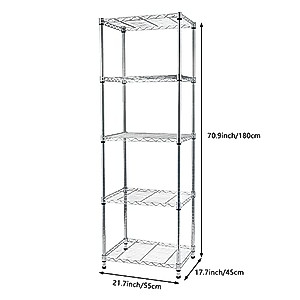 ACLULION 5 Wire Shelving Steel Storage Rack Adjustable Unit Shelves for Laundry Bathroom Kitchen Pantry Closet, Black, 22L x 18W x 71H