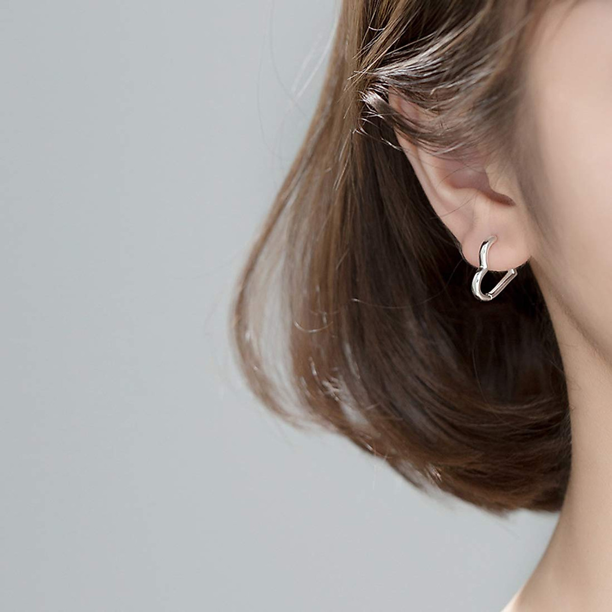 SLUYNZ 925 Sterling Silver 1.6CM Heart Hoop Earrings for Women Teen Girls Minimalist Hoop Earrings Sweet Love Heart Earrings (A-Silver)