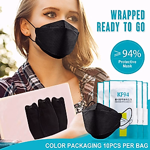 Tohacom 50/100 Pack KF94 Face_Covers, Color Màsk，Black Màsk，4-Layer Màsk outdoor Daily Use