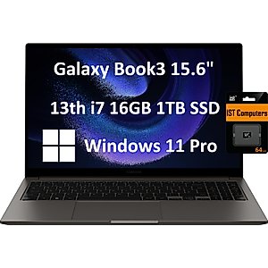 SAMSUNG Galaxy Book3 Business Laptop (15.6" FHD, Intel Pentium U300, 8GB RAM, 256GB SSD), 12-Hour Long Battery Life, Wi-Fi 6, Webcam, IST SD Card, Win 11 Pro, Graphite