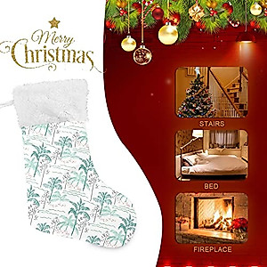 Kigai Christmas Stockings Cute Palm Trees Large Candy Stockings Stuffers Kids Cute Xmas Sock Decorations 1PC for Home Holiday Party 12" x18"