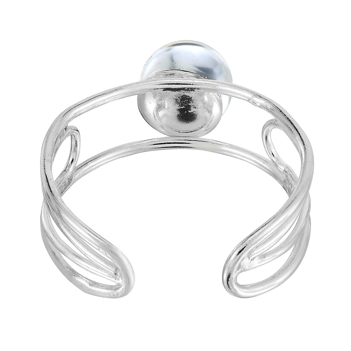 AeraVida Illusion 6mm Magic Glass Ball Sterling Silver Toe or Pinky Ring | Adjustable Rainbow Inspired Accessory for Women | Colorful Anniversary Jewelry Gift