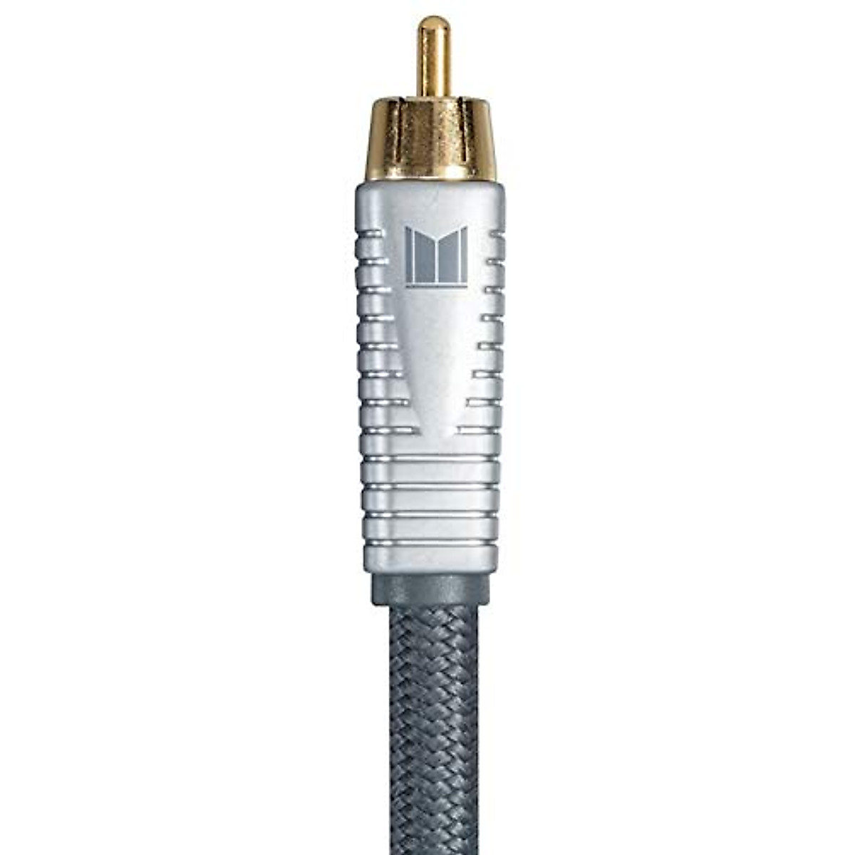 Monolith RCA Cable - Silver - 3 Feet Chord, 24K Gold Plated Connectors, AL foil, OFC Copper Braided Shield