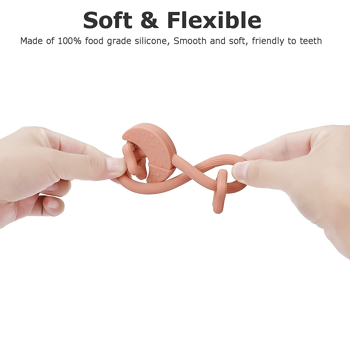 Eoopoon Silicone Baby Teething Toy, Silicone Baby Ring Teether for Babies 3 Months+, Raised Texture to Soothe Gums, BPA Free, Boys Girls Shower, Birthday, Christmas Gifts (Sage)