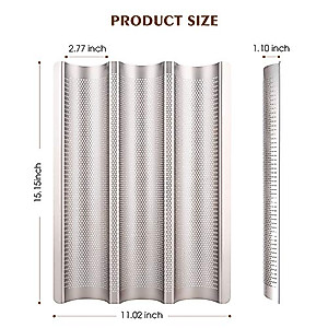 Fulimax Baguette Pan, French Bread Pans For Baking Pan, Nonstick 3 Slots Perforated Italian Loaf Pan Mold Long French Bread Pan,Golden