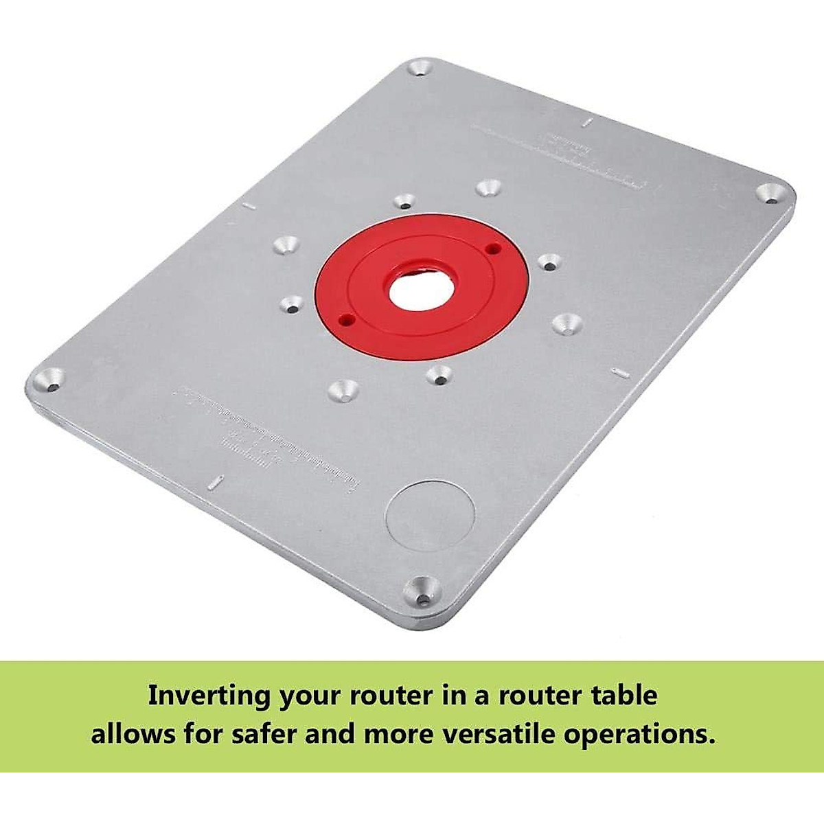 MOPHOEXII Aluminum Alloy milling Cutter Router Table Insert Plate with Plastic Router Insertion Ring and Install Screws for Woodworking Bench, 300mm x 235mm x 9.5mm